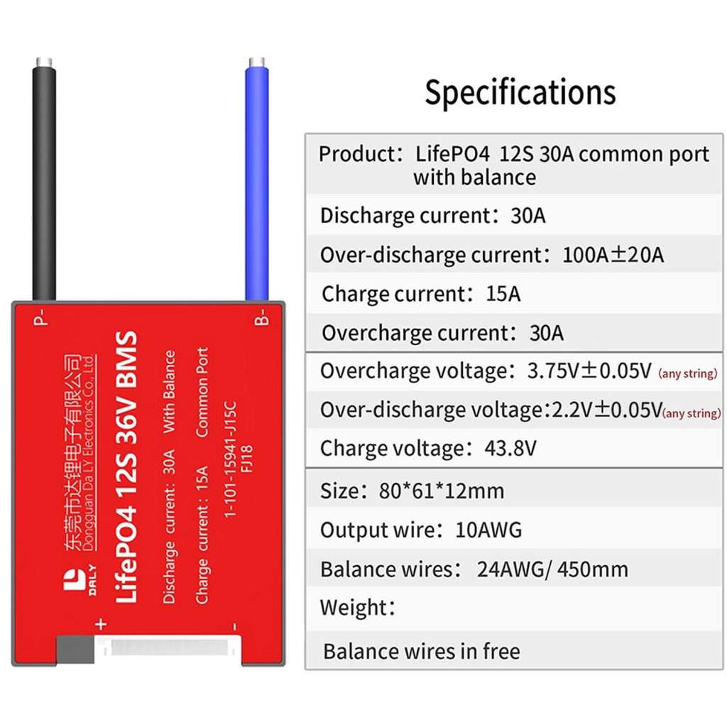 DALY 12S 36V 30A BMS with NTC Sensor for LifePO4 Battery Pack - Maaz ...