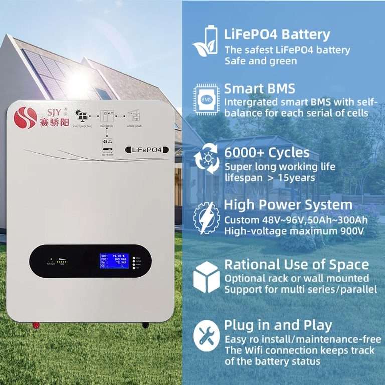 SJY 24V 200A LiFePO4 Digital Display Wall Mount Lithium Iron Phosphate ...