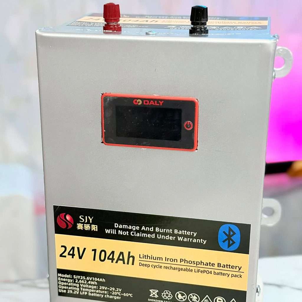 SJY 24V 100A LiFePO4 Metal Body Wall Mount Bluetooth Lithium Iron ...