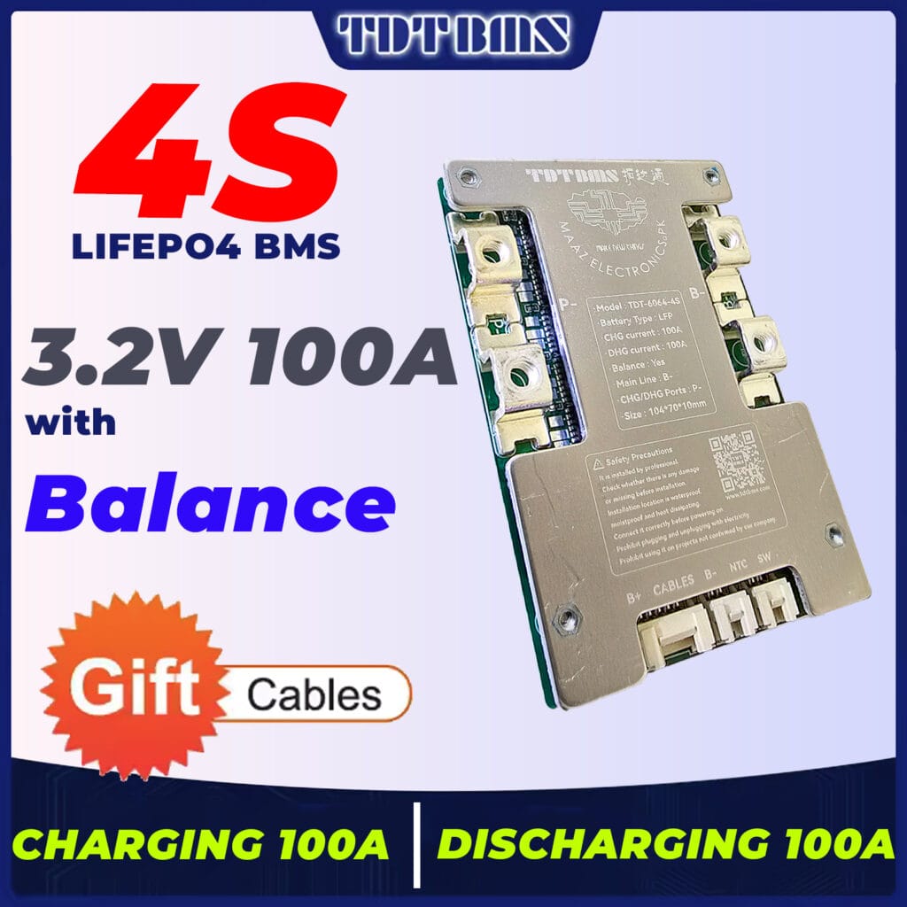 TDT 4S 12V 3.2V 100A LiFePO4 BMS with Temperature Control & Active ...